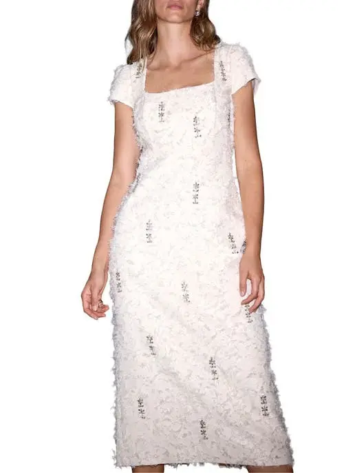 Mint Velvet Embellished Jacquard Midi Dress