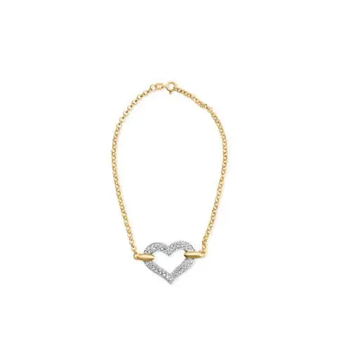 HAUS OF BRILLIANCE 10k Gold Diamond Heart Charm Bracelet - Yellow