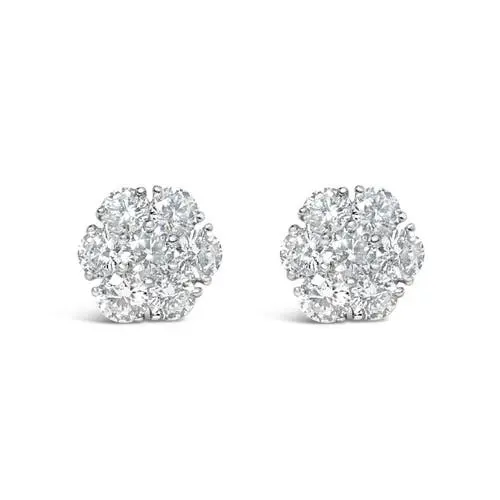 HAUS OF BRILLIANCE 14k Gold 1 3/4 Ct Lab Grown Diamond Floral Cluster Stud Earrings - White