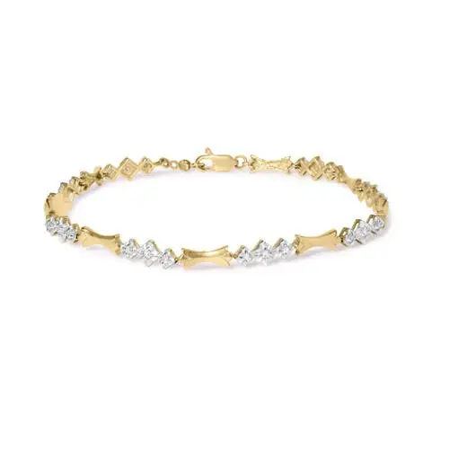 HAUS OF BRILLIANCE 10k Gold 1/3 Cttw Diamond Bar And Link Bracelet - Yellow
