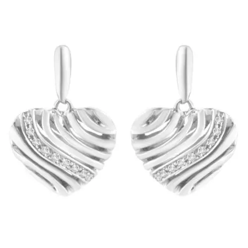 HAUS OF BRILLIANCE Sterling Silver Heart Diamond Earrings - White