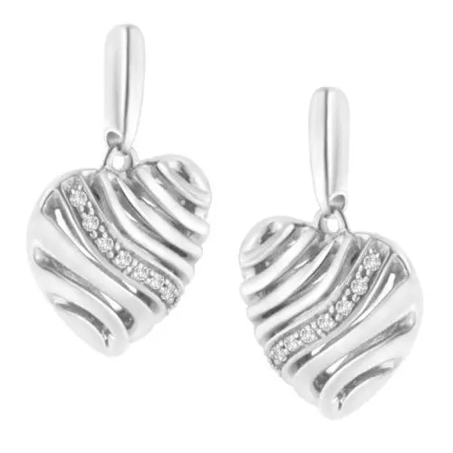 HAUS OF BRILLIANCE Sterling Silver Heart Diamond Earrings