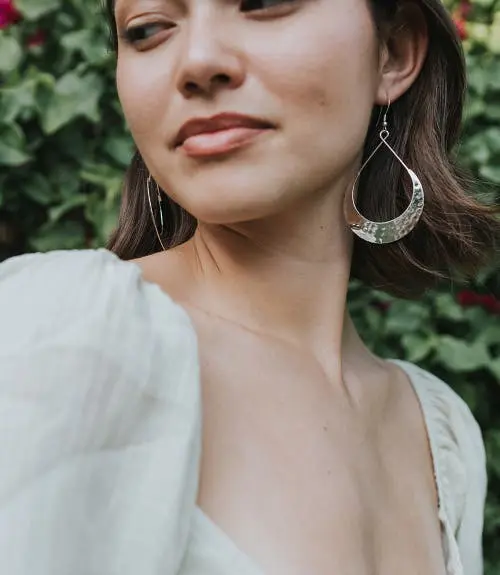 MATR BOOMIE Lunar Crescent Hammered Hoop Earrings