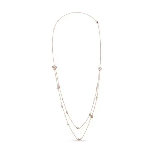 HAUS OF BRILLIANCE 18k Rose Gold Diamond And Pearl Necklace - Pink