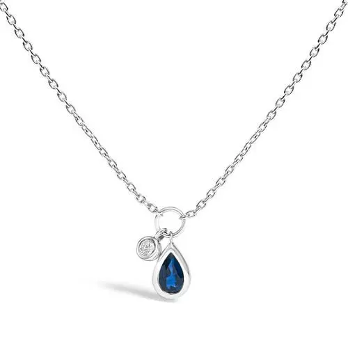 HAUS OF BRILLIANCE 10k Gold Sapphire And Diamond Pendant Necklace - White