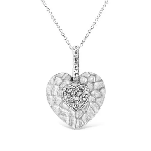 HAUS OF BRILLIANCE 925 Sterling Silver Diamond Accent Heart Pendant Necklace - White