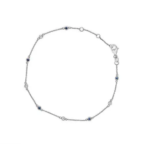 HAUS OF BRILLIANCE 14k Gold Sapphire And Diamond Bracelet - White