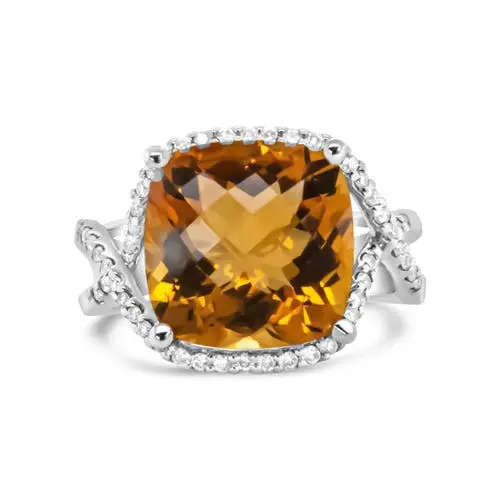 HAUS OF BRILLIANCE 14k Gold Citrine & Diamond Ring - White