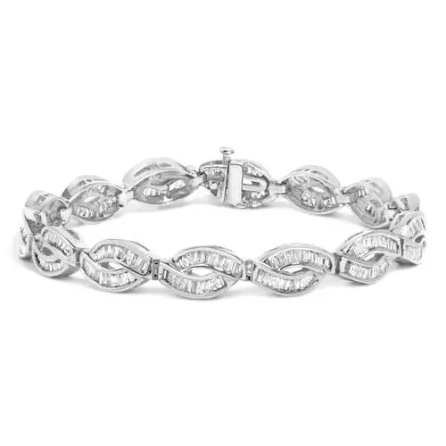 HAUS OF BRILLIANCE 14k Gold 2.00 Cttw Baguette Diamond Link Bracelet - White