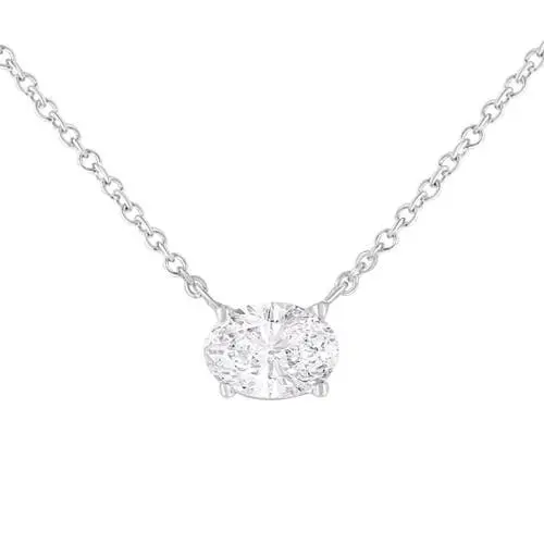 HAUS OF BRILLIANCE Igi Certified 10k Gold 1/2 Ctw Lab Grown Oval Diamond East West Pendant - White