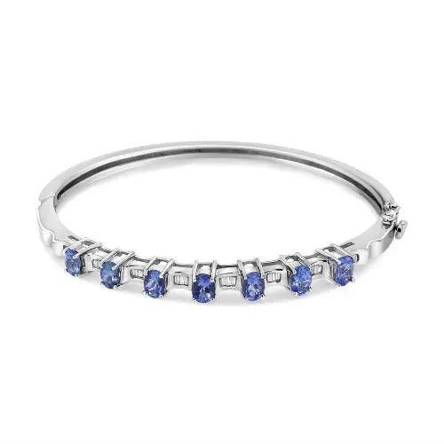 HAUS OF BRILLIANCE 14k Gold Tanzanite And Diamond Bangle - White