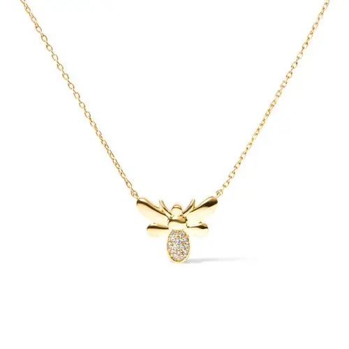HAUS OF BRILLIANCE 10k Gold Bumble Bee Pendant Necklace - Yellow