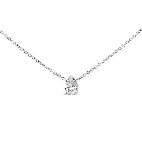 HAUS OF BRILLIANCE 14k Gold 0.50 Cttw Pear Lab-grown Diamond Pendant Necklace - White