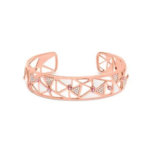 HAUS OF BRILLIANCE 14k Rose Gold Diamond And Tourmaline Cuff Bangle - Pink