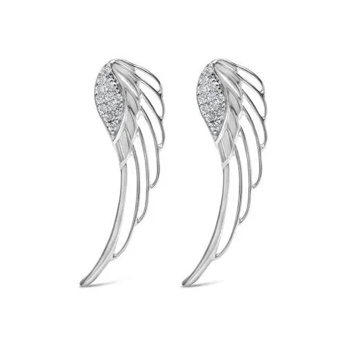 HAUS OF BRILLIANCE 14k Gold 1/4 Cttw Lab Grown Diamond Angel Wing Stud Earrings - White