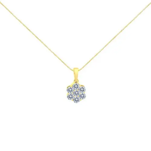 HAUS OF BRILLIANCE 14k Gold 1.00 Ctw Diamond Floral Cluster Pendant Necklace - Yellow
