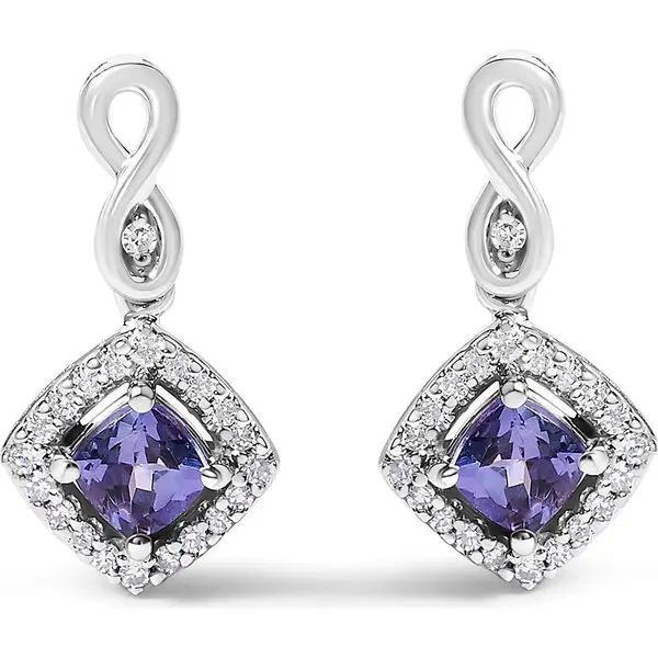 HAUS OF BRILLIANCE 10k Gold Tanzanite And Diamond Drop Earrings - White