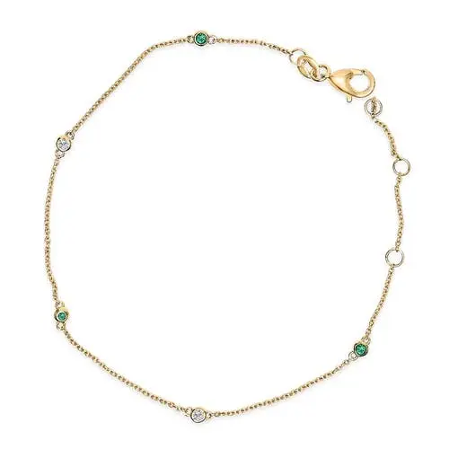 HAUS OF BRILLIANCE 14k Gold Emerald And Diamond Bezel Bracelet - Yellow