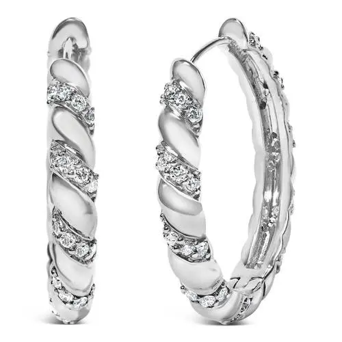 HAUS OF BRILLIANCE 14k Gold 1 1/5 Cttw Lab Grown Diamond Hoop Earrings - White