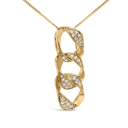 HAUS OF BRILLIANCE 14k Gold-plated Silver 1/6 Cttw Diamond Pendant Necklace - Yellow