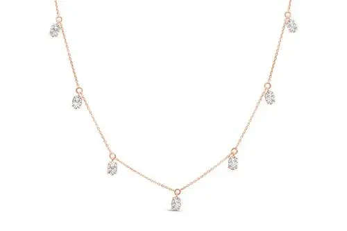 HAUS OF BRILLIANCE 14k Rose Gold 1 3/8 Cttw Oval Lab Grown Diamond Dangle Necklace - Pink