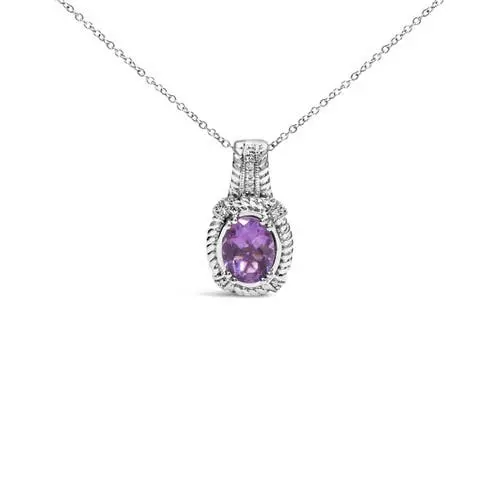 HAUS OF BRILLIANCE 925 Sterling Silver Amethyst And Diamond Accent Drop Pendant Necklace - White
