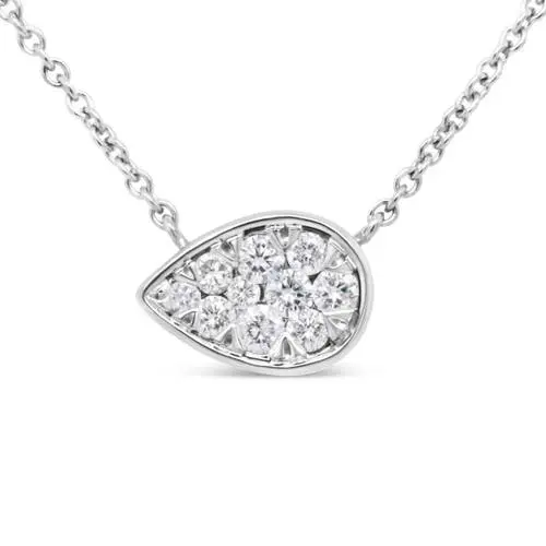 HAUS OF BRILLIANCE 14k Gold 1/4 Cttw Diamond Teardrop Pendant Necklace - White