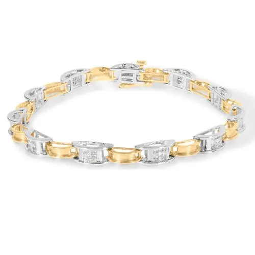 HAUS OF BRILLIANCE 14k Two-tone Gold 1.00 Cttw Diamond Link Bracelet - Yellow