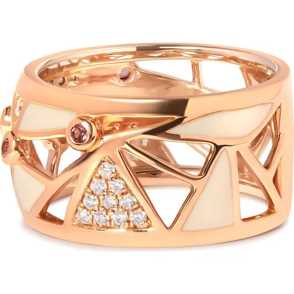 HAUS OF BRILLIANCE 14k Rose Gold Diamond And Tourmaline Ring - Pink