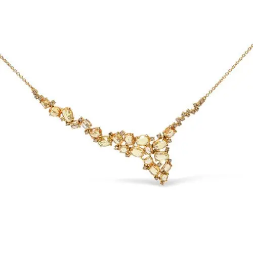 HAUS OF BRILLIANCE 18k Gold Diamond And Sapphire Station Necklace - Yellow