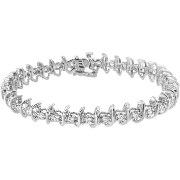 HAUS OF BRILLIANCE 925 Sterling Silver 1.00 Cttw Diamond Link Bracelet - White