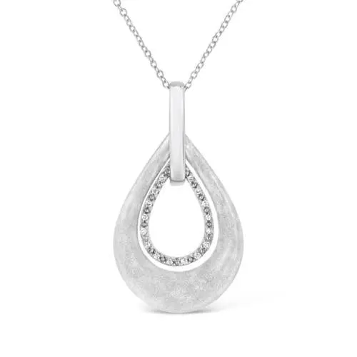 HAUS OF BRILLIANCE Silver Diamond Accent Double Drop Pendant Necklace - White