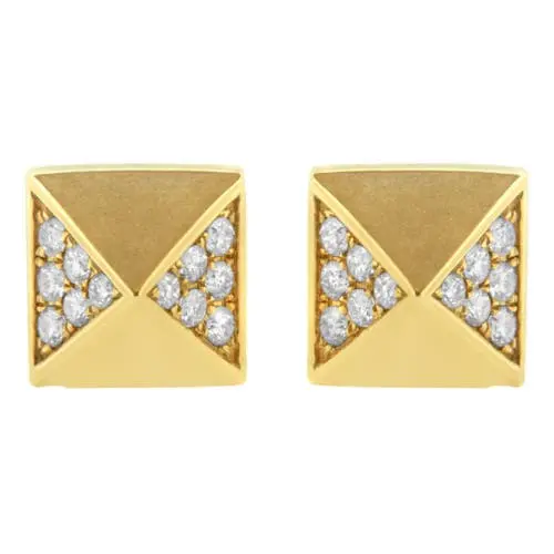 HAUS OF BRILLIANCE 14k Gold 1/4ctw Diamond Pyramid Stud Earrings - Yellow