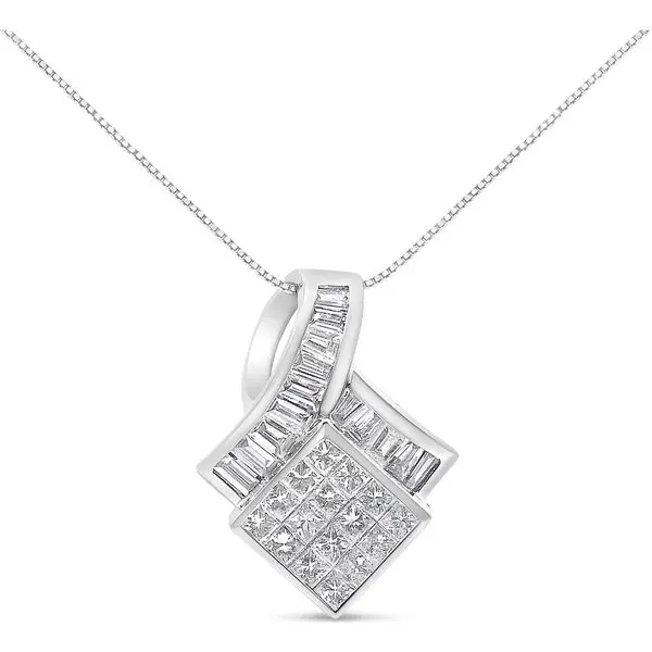 HAUS OF BRILLIANCE 14k Gold 2 1/10 Cttw Diamond Geometric Pendant - White