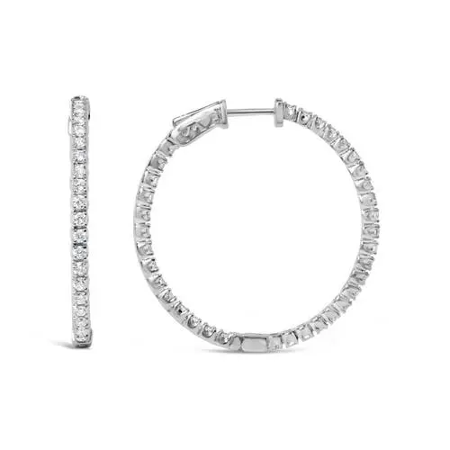 HAUS OF BRILLIANCE 14k Gold 1 3/4 Cttw Lab Grown Diamond Hoop Earrings - White