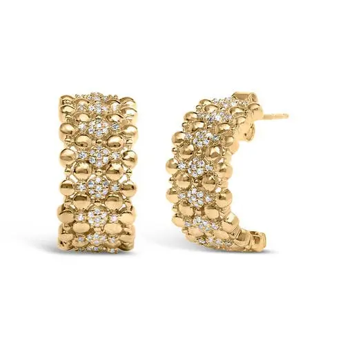 HAUS OF BRILLIANCE 14k Gold Plated Silver Diamond J Hoop Earrings - Yellow