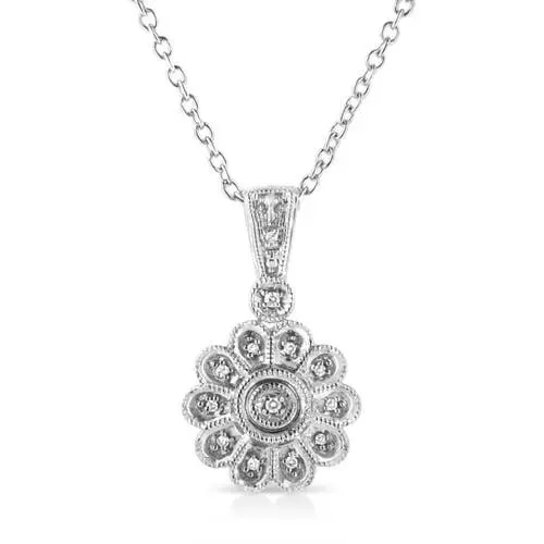 HAUS OF BRILLIANCE 925 Sterling Silver Diamond Accent Pendant Necklace - White