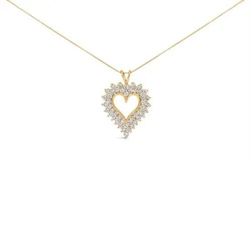 HAUS OF BRILLIANCE 14k Gold Plated Silver Diamond Heart Pendant Necklace - Yellow
