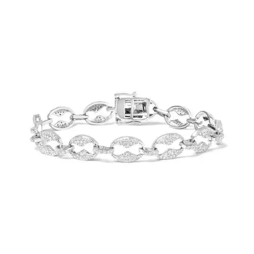 HAUS OF BRILLIANCE 14k Gold 1 1/2 Cttw Round Diamond Link Bracelet - White