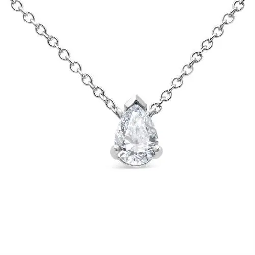 HAUS OF BRILLIANCE 14k Gold 1/2 Cttw Lab Grown Pear Diamond Pendant Necklace - White