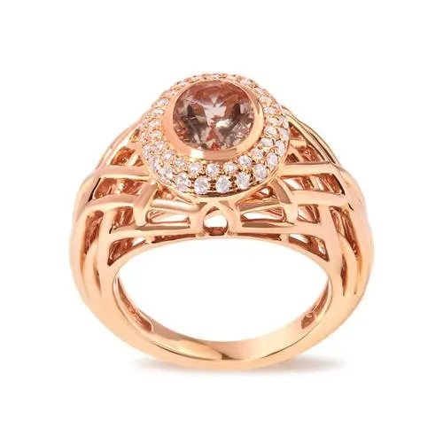 HAUS OF BRILLIANCE 14k Gold Morganite And Diamond Cocktail Ring - Pink