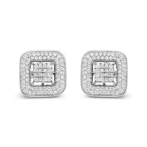 HAUS OF BRILLIANCE 10k Gold 1.0 Cttw Round And Princess Cut Diamond Earrings - White