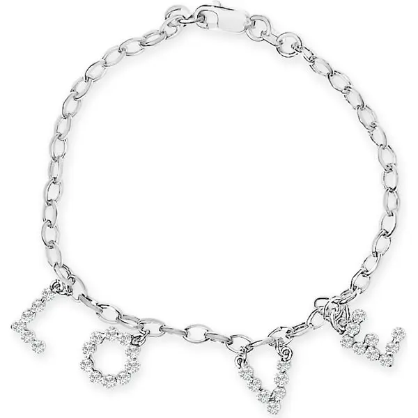 HAUS OF BRILLIANCE 10k Gold 1/6 Cttw Diamond "love" Charm Bracelet - White