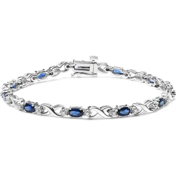 HAUS OF BRILLIANCE 10k Gold Sapphire And Diamond X Link Bracelet - White