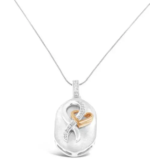 HAUS OF BRILLIANCE 10k Rose Gold Over Silver Diamond Heart Pendant Necklace - White