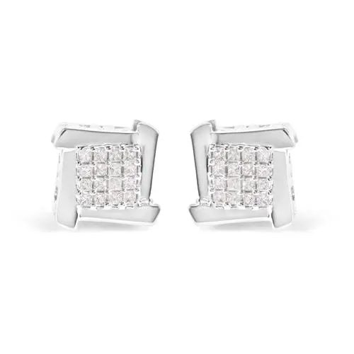 HAUS OF BRILLIANCE 10k Gold 1/2cttw Princess Diamond Stud Earrings - White