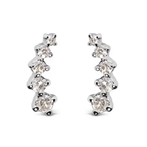 HAUS OF BRILLIANCE 10k Gold 1/10 Ct Diamond Climber Earrings - White