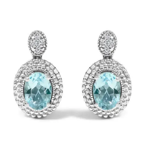 HAUS OF BRILLIANCE Silver Diamond Accent And Topaz Halo Drop Stud Earrings - White