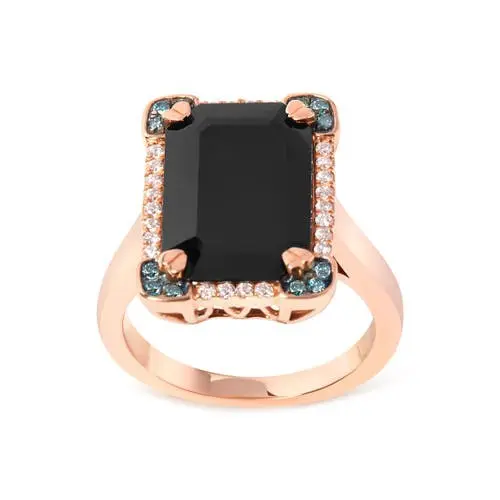 HAUS OF BRILLIANCE 14k Rose Gold Black Onyx And Diamond Cocktail Ring - Pink