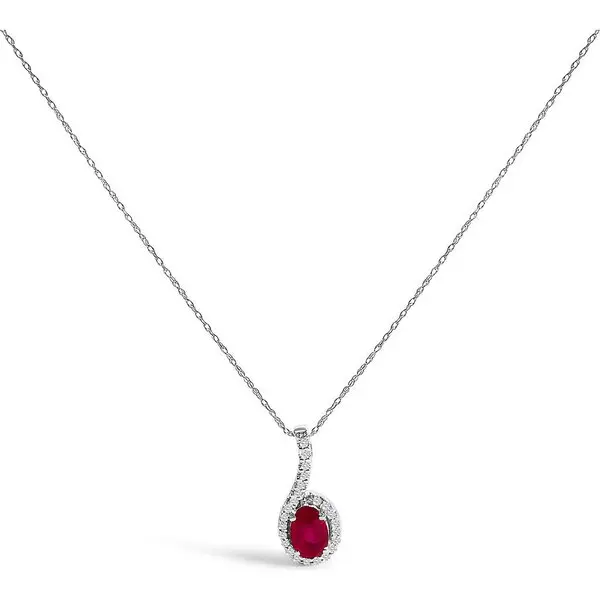 HAUS OF BRILLIANCE 10k Gold Ruby And Diamond Accent Teardrop Pendant Necklace - White